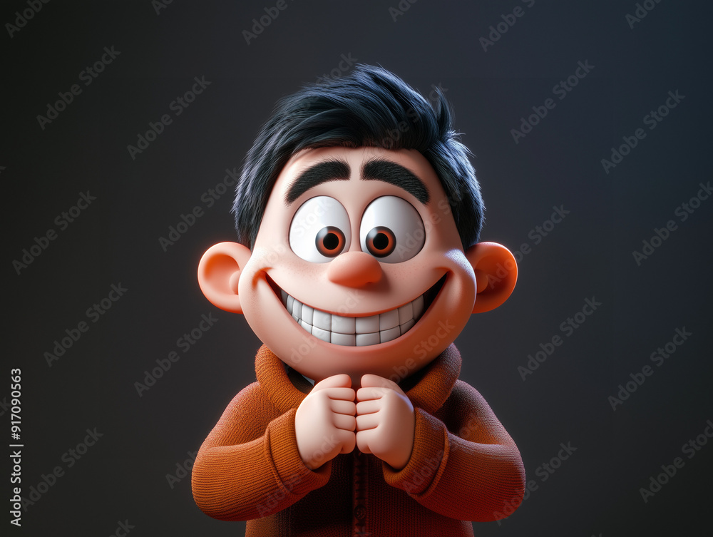cartoon character with a sly grin one eyebrow raised and hands clasped ...