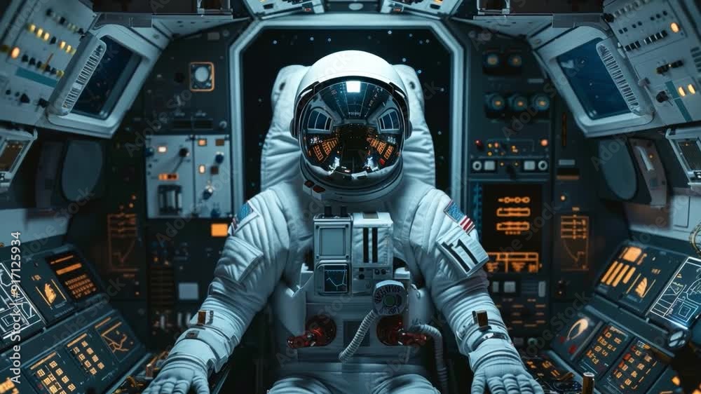 An astronaut prepares for a mission, calmly seated in the cockpit of a ...