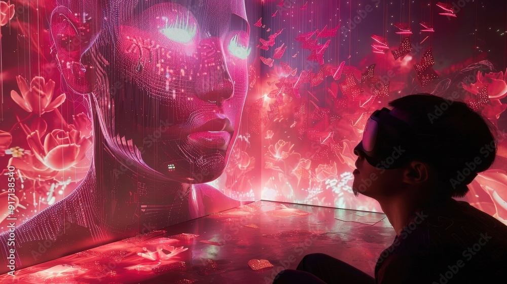Imagine a digital art installation that explores the intersection of ...