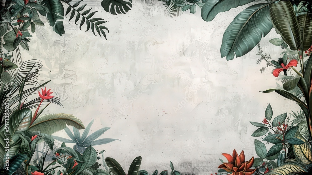 Imagine a frame for a botanical illustration. Describe the natural ...