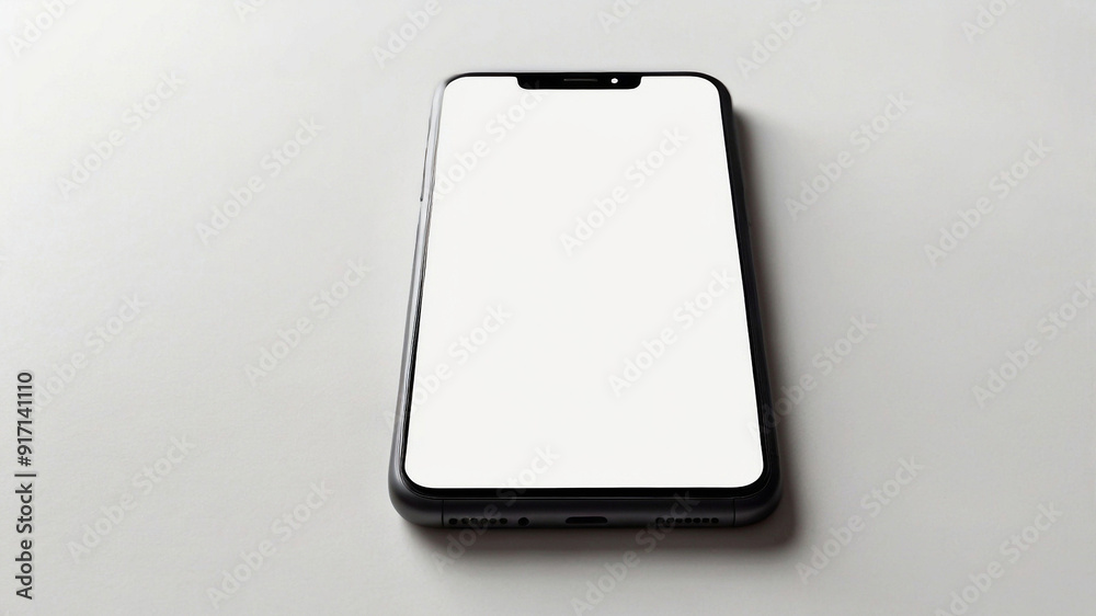 Black smartphone with empty screen - perfect white background for ...