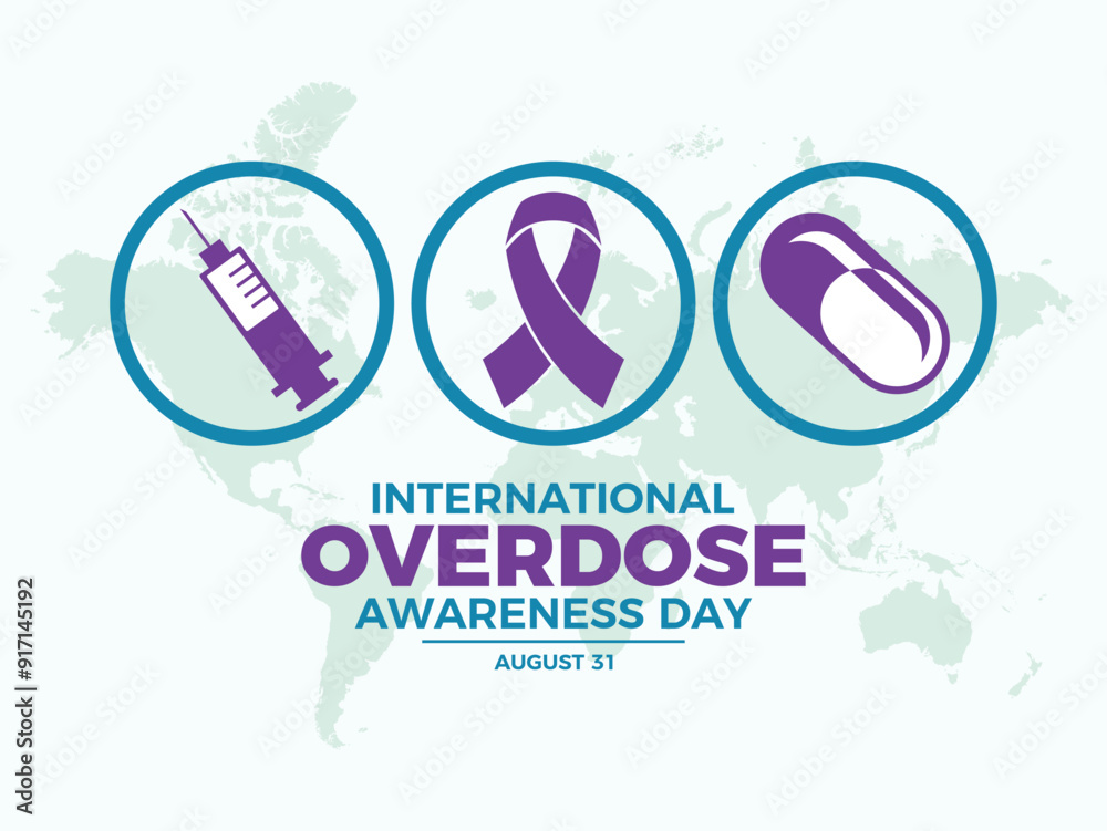 International Overdose Awareness Day poster vector illustration. Purple ...