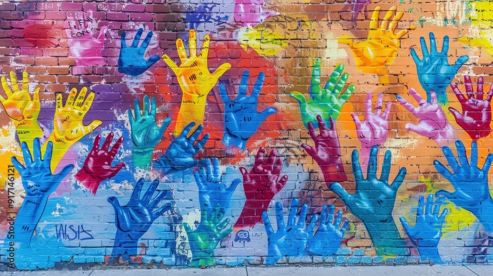 Imagine an art installation where visitors contribute handprints to a ...