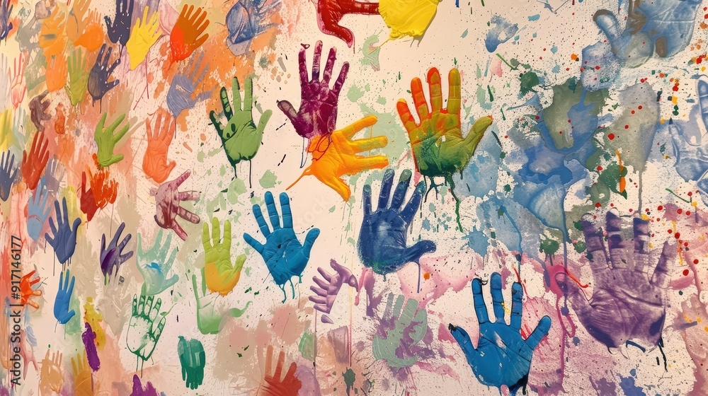 Imagine an art installation where visitors contribute handprints to a ...