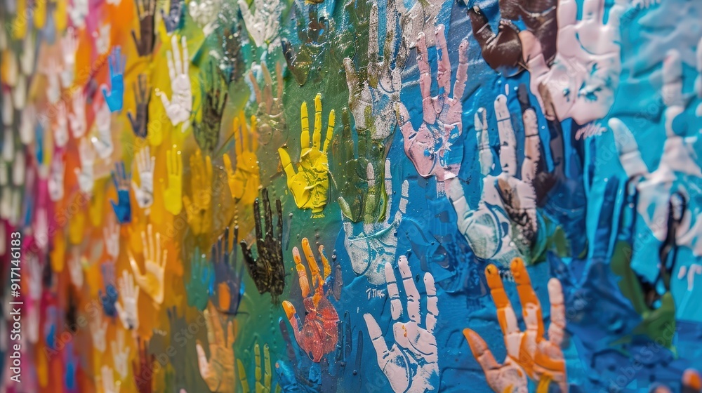Imagine an art installation where visitors contribute handprints to a ...