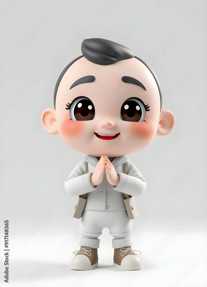 3D Animated Character Expressing Gratitude with a Friendly Smile Stock ...