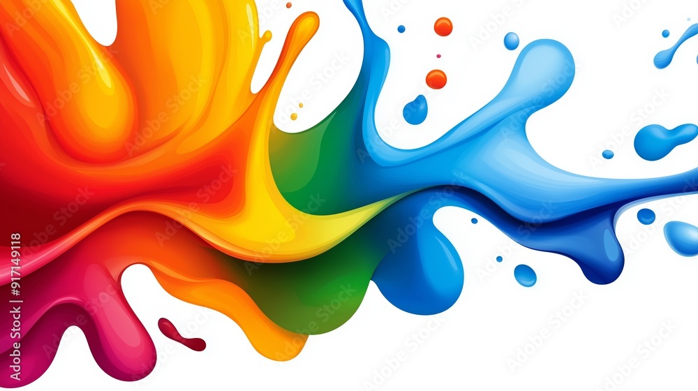 A colorful splash of paint with a rainbow of colors. The colors are ...