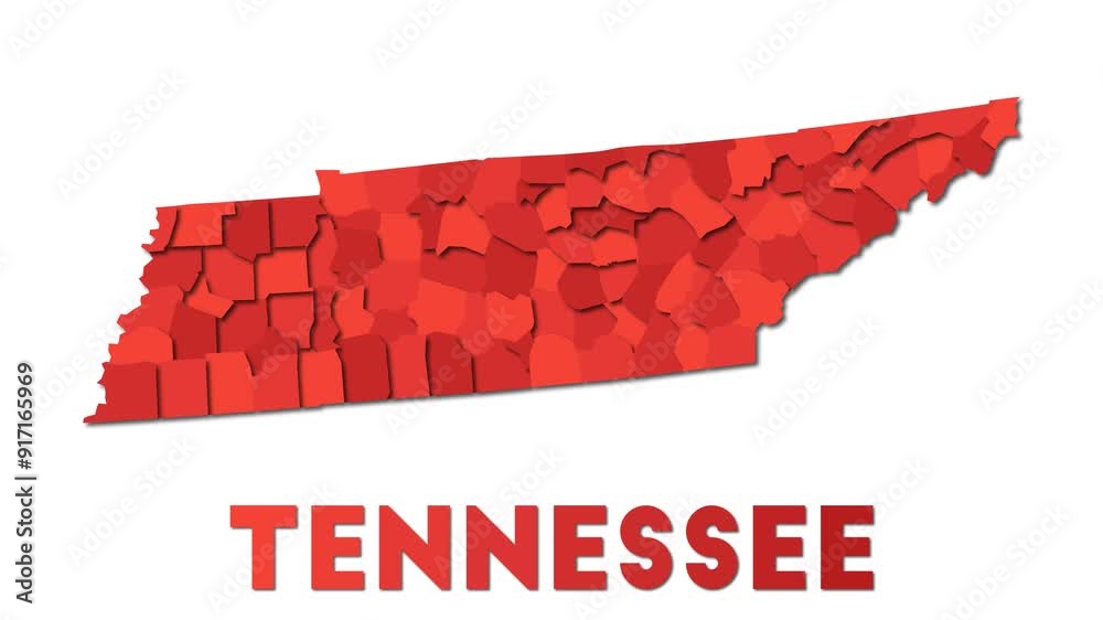 Tennessee map showing regions. Animated us state map with title. 4k ...