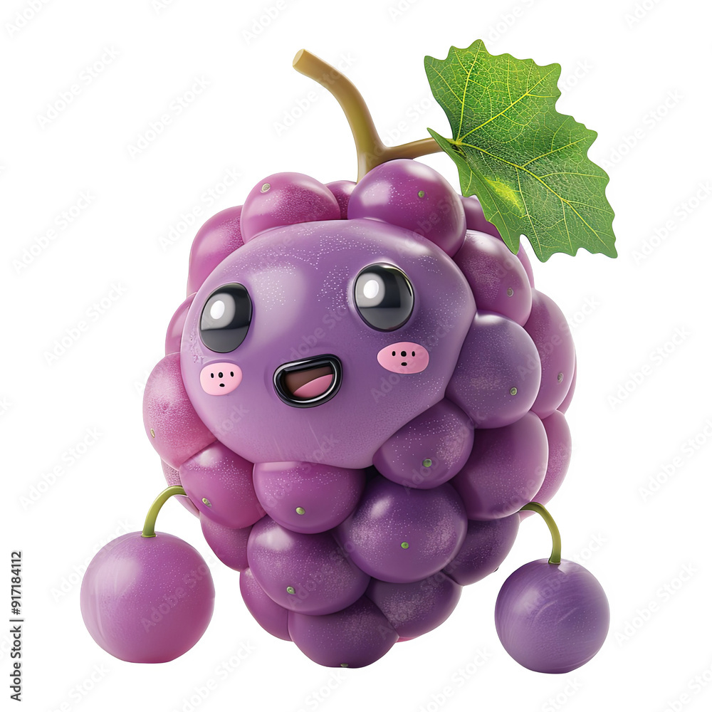 Cute Purple Cartoon Grape Character with a Big Smile PNG Illustration ...