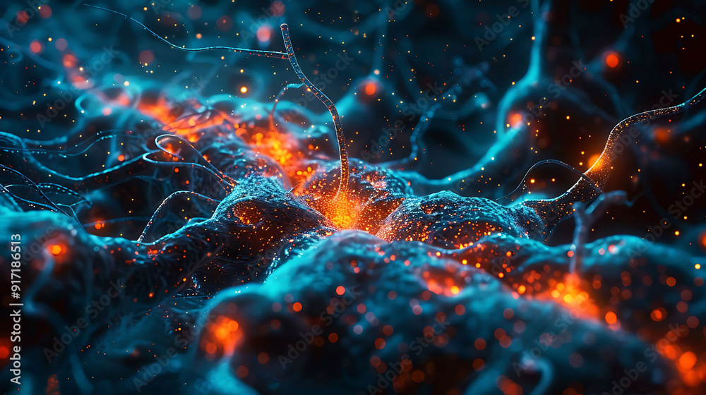 Artistic representation of human brain's neural network emphasizing ...