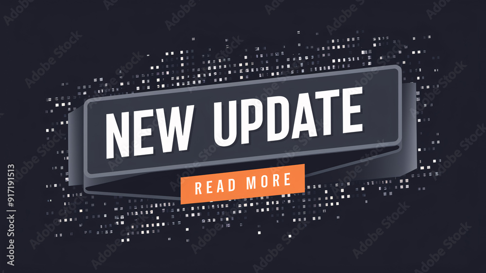 Sleek "New Update" Banner with Modern Ribbon Design and Pixelated ...