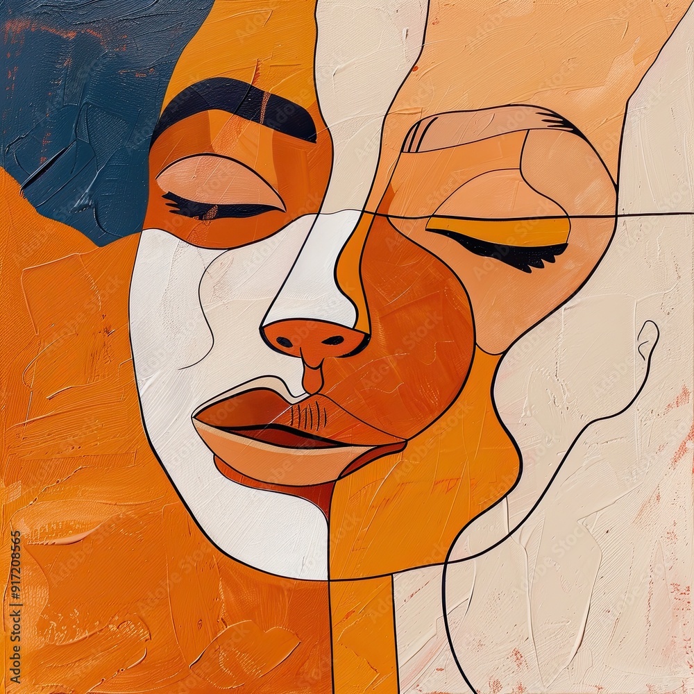 Cubist collage with a human face and various geometric shards. Artwork ...