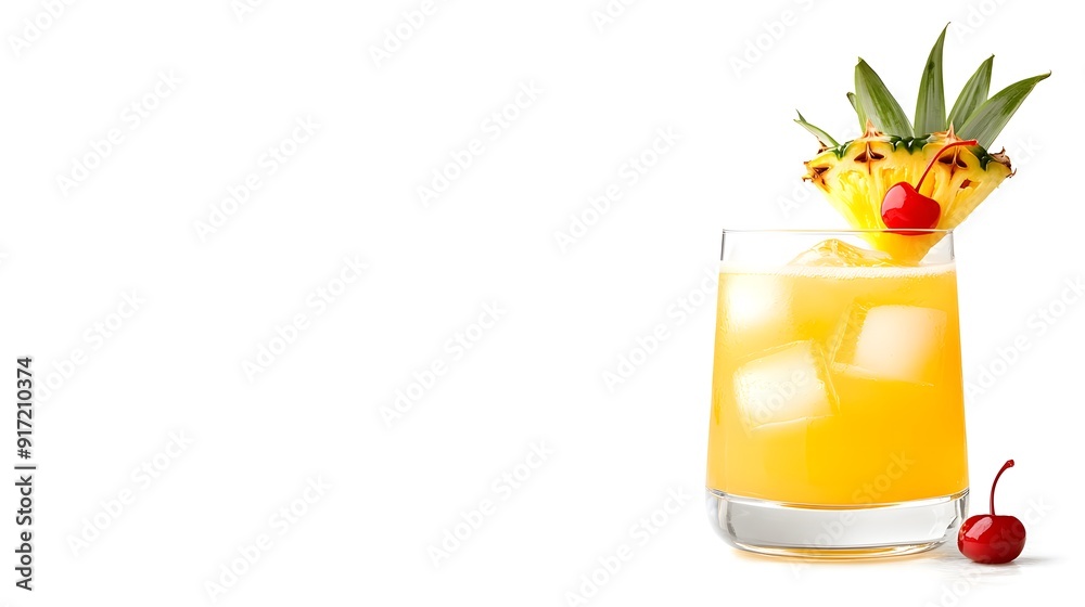 Realistic illustration style of a refreshing Rum Punch cocktail with a ...