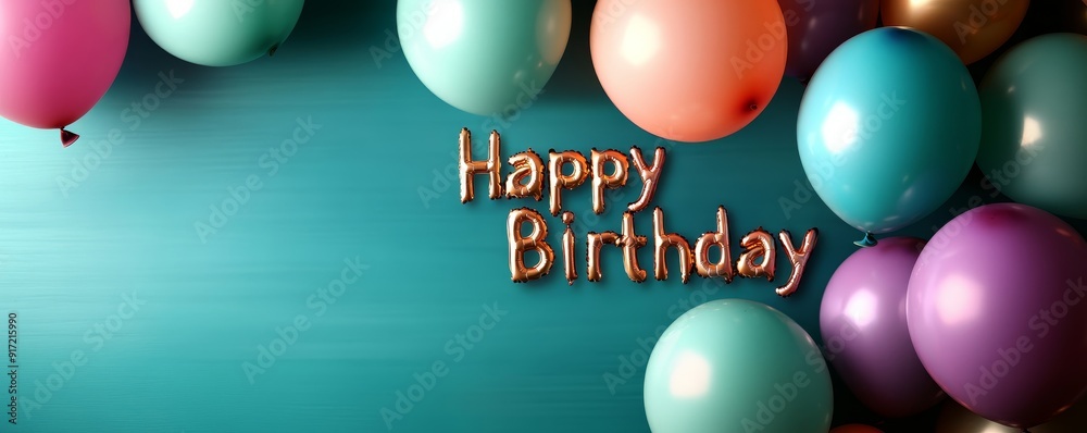 Vibrant birthday balloons with a cheerful 'Happy Birthday' message ...