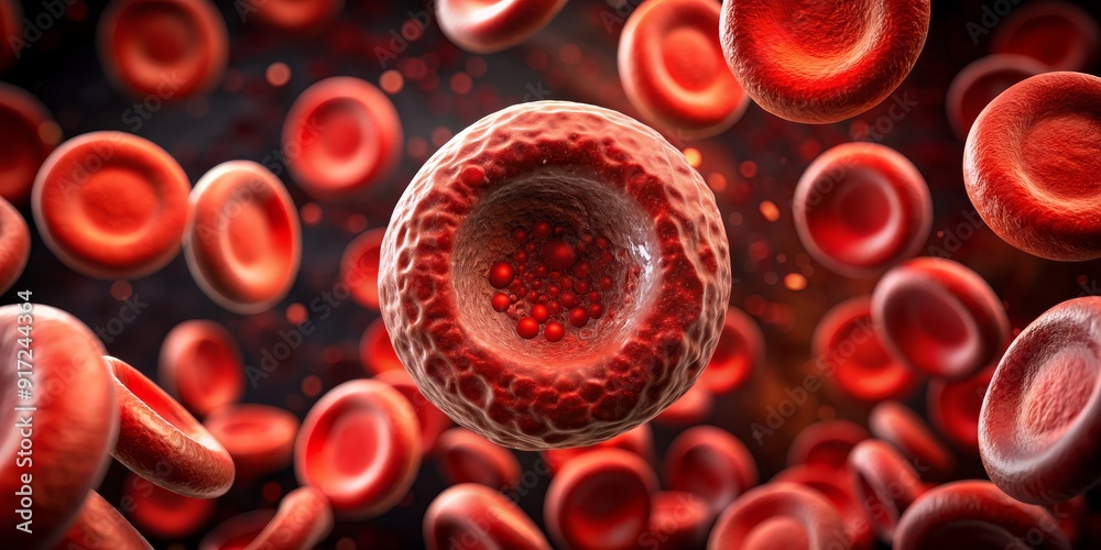 Red Blood Cell with Intracellular Structures, 3D Render, Microscopic ...