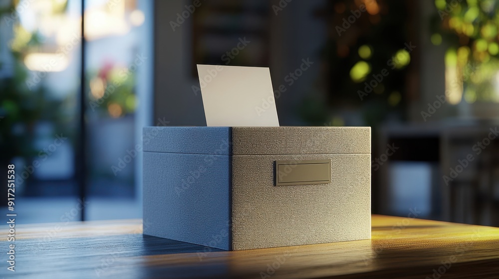 Realistic 3D Render of Ballot Box with Voting Card in Studio Lighting ...