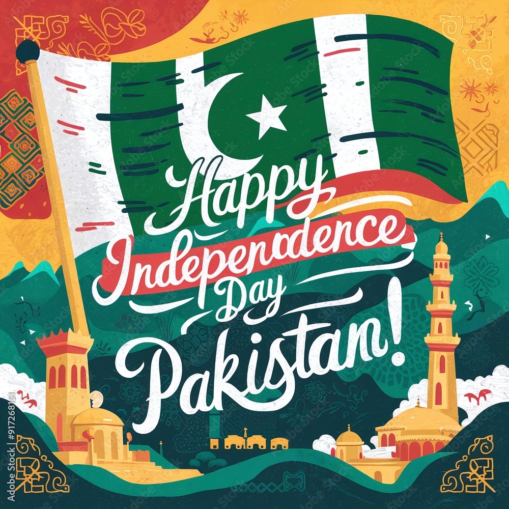14 August poster, Pakistani Independence, Pakistan day illustration ...