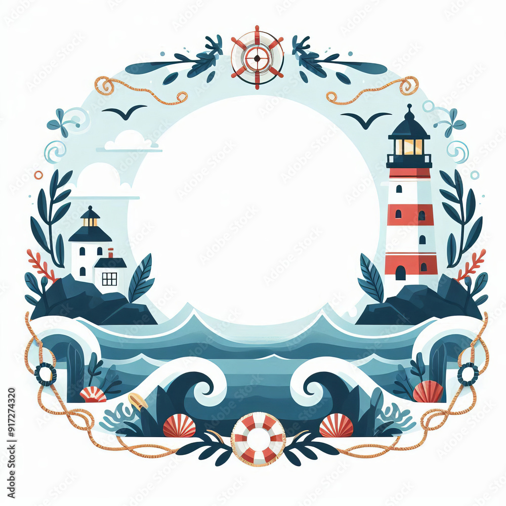 Sea frame. Blank template for invitations, announcements, posters ...