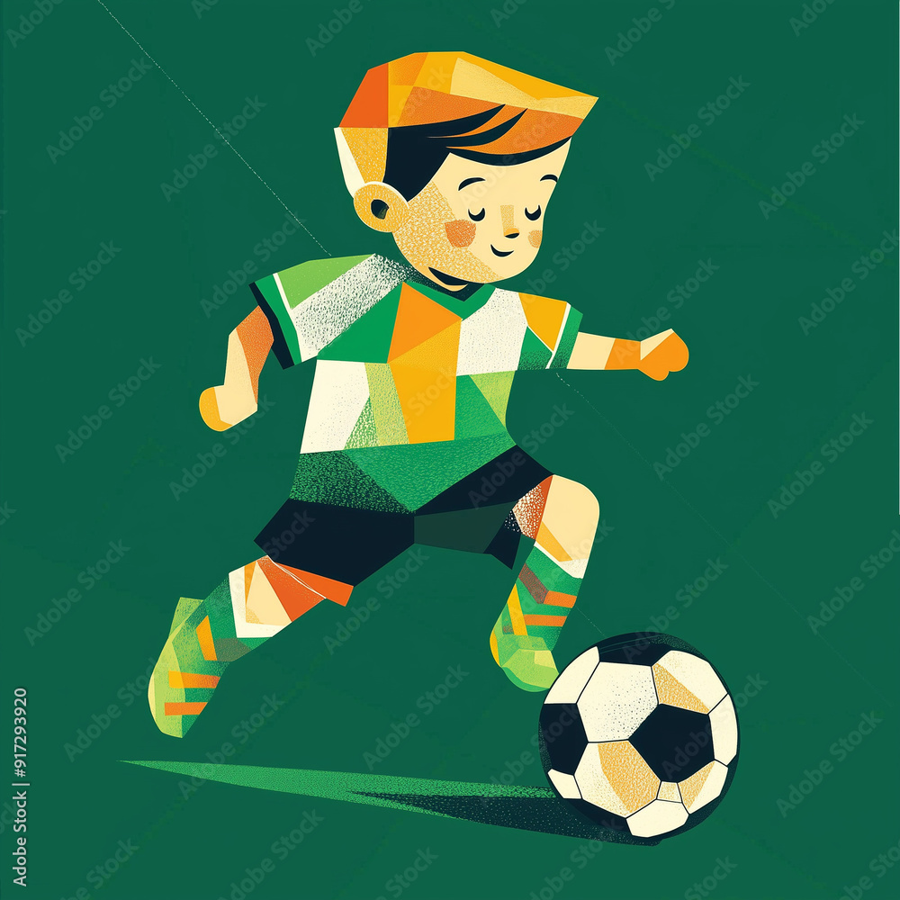 Dynamic Football Soccer Illustration Featuring Intense Action, Vibrant ...