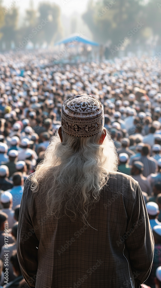 Muslim leader or imam speech sharing about islam during prayer time in ...