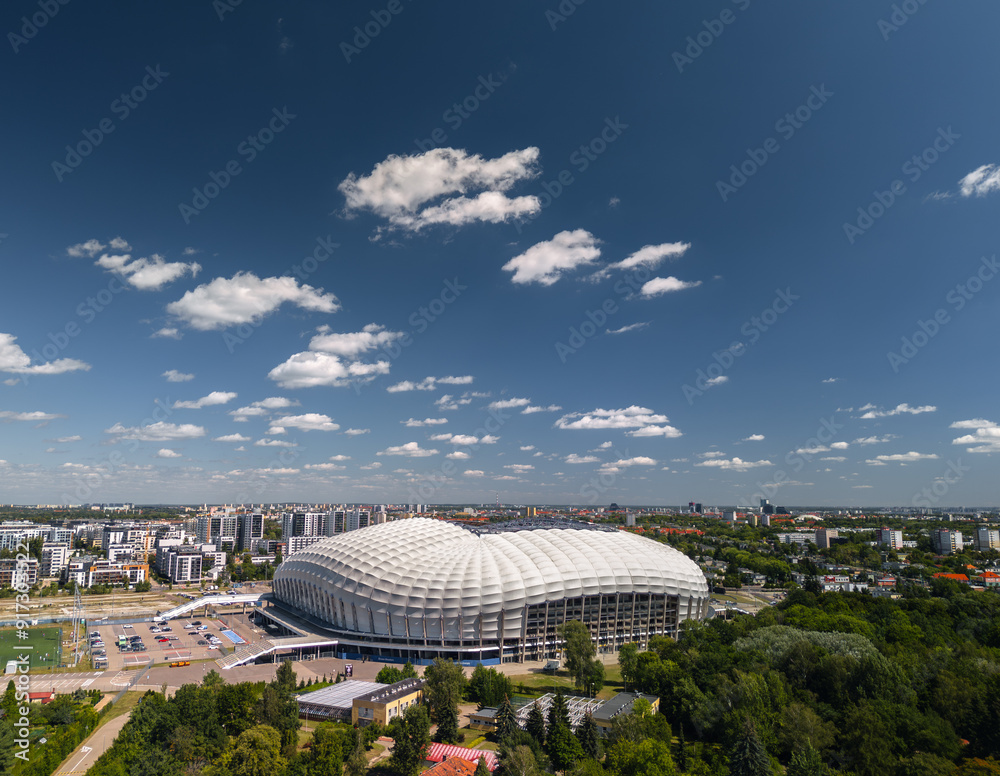 Poznan, Poland - August 2024: Aerial summer view of City stadium (ENEA ...