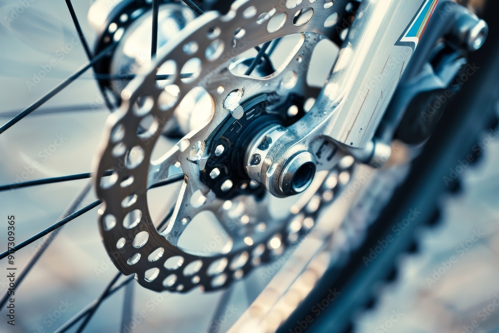 Ultra sharp close-up showcasing a road bike's brake system ...