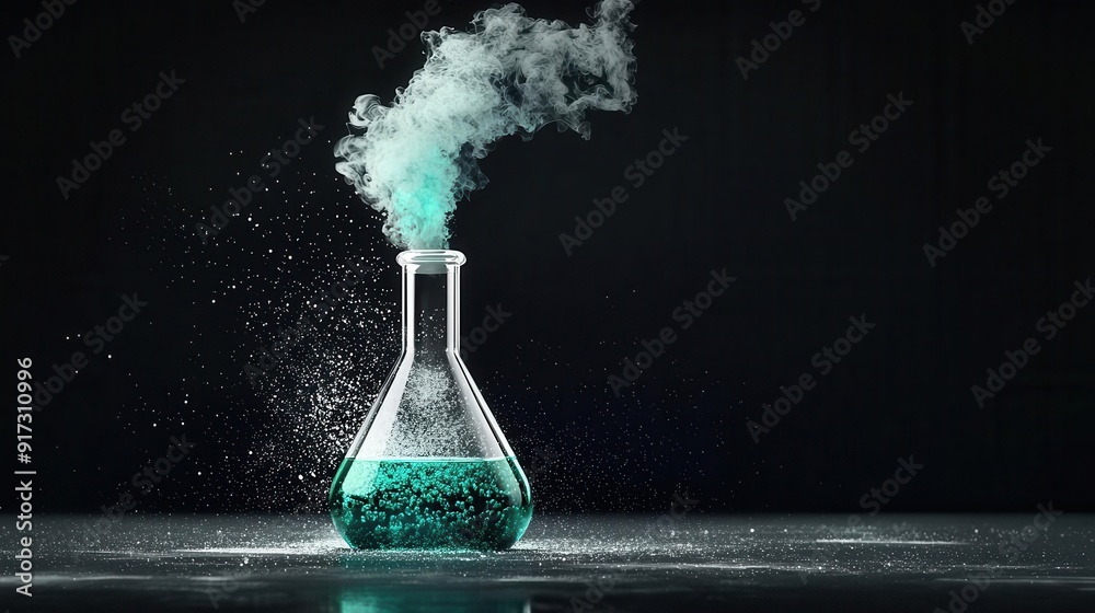 Minimalist fume trail from a single flask, representing toxic reaction ...