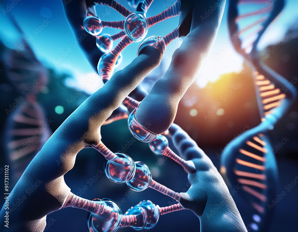 Structure of DNA and its role in genetic research, featuring symbols ...
