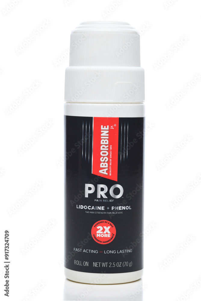 IRVINE, CALIFORNIA - 8 AUG 2024: A roll-on applicator of Absorbine Pro ...