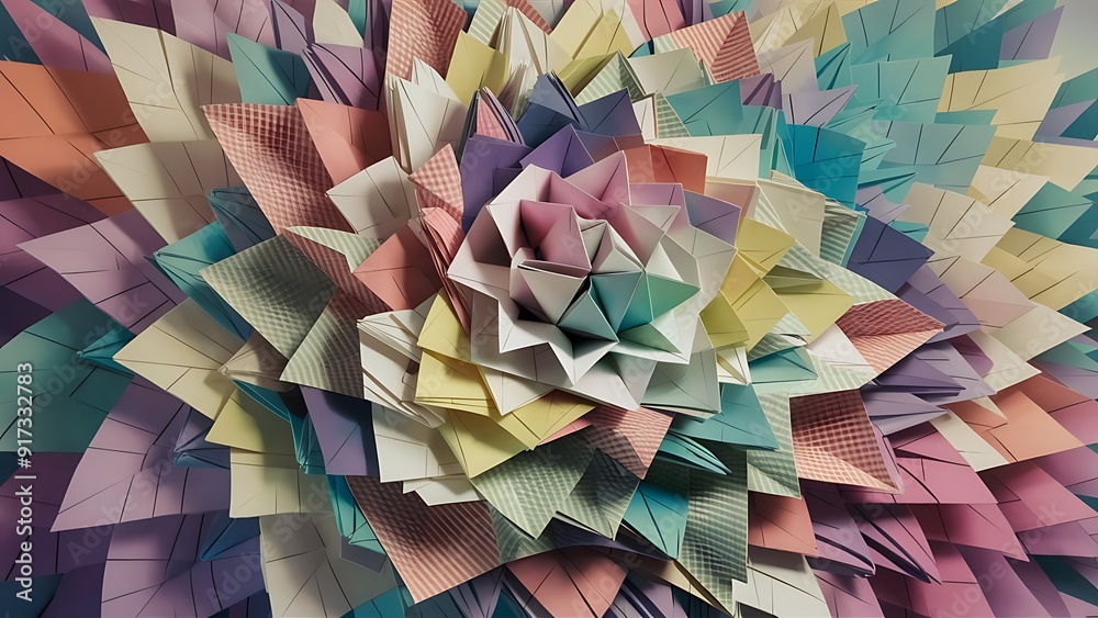 Using colorful origami paper as the background of an abstract wallpaper ...