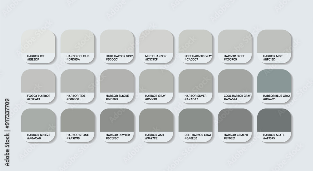 Harbor Gray Color Palette, Harbor Gray Color Guide Palette with Color ...
