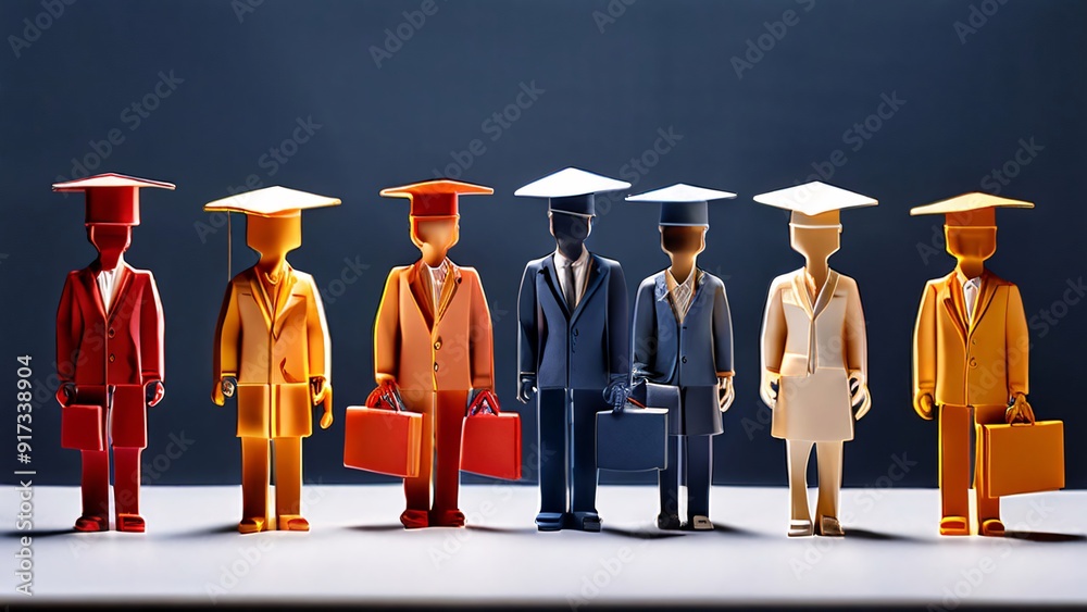 Simple abstract human-like figures in different colors with simple dark ...