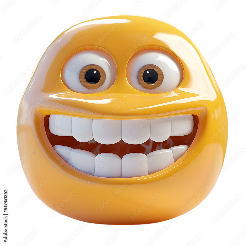 3D smiley face, Bright yellow smiley, Huge grin, Big eyes smiley, Happy ...