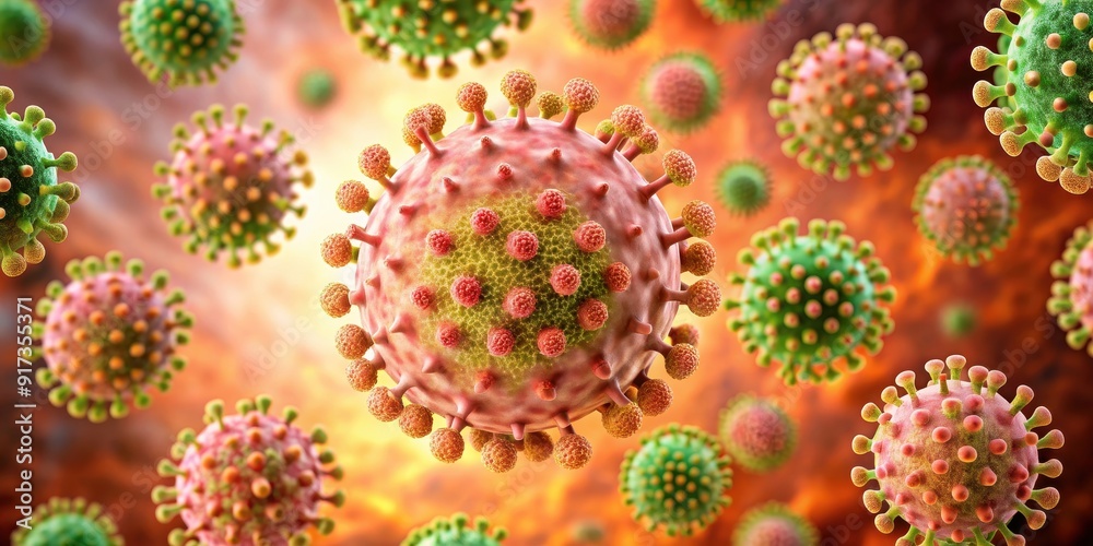 of Varicella zoster virus causing chickenpox and shingles, virus ...