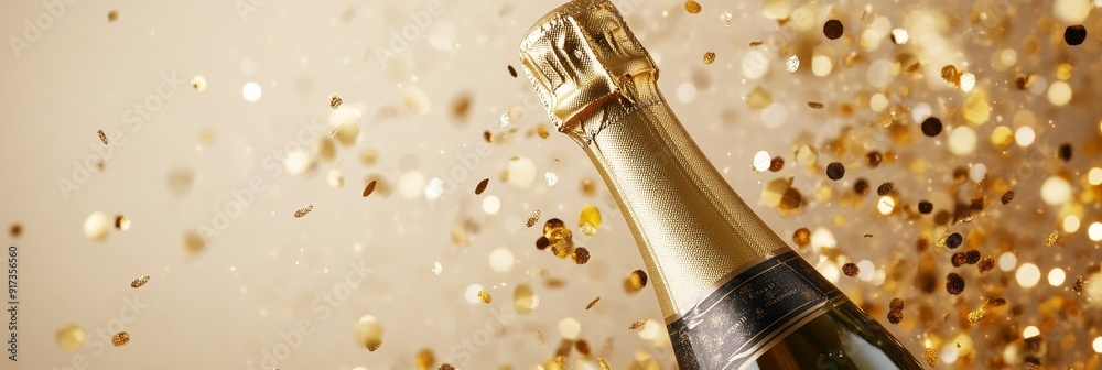 Champagne Bottle Popping with Confetti - Celebration and Success - A ...