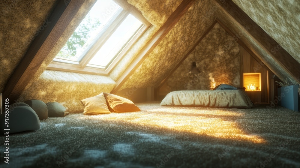Cozy Attic Bedroom with Skylight and Fireplace - A cozy attic bedroom ...