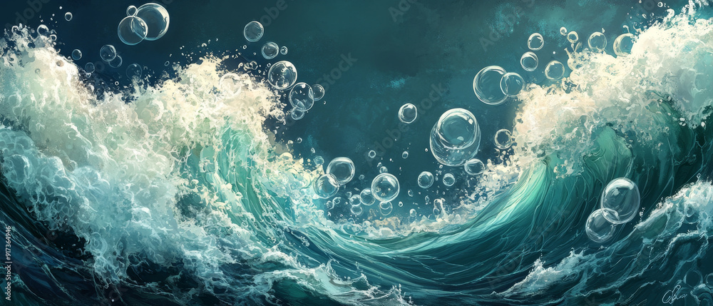 Foto de Ocean Waves Crashing with Bubbles - A serene and powerful image ...