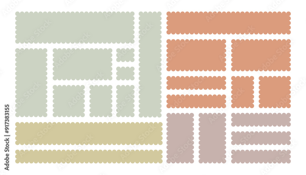 Set of frames in form of rectangles of different sizes with rounded ...