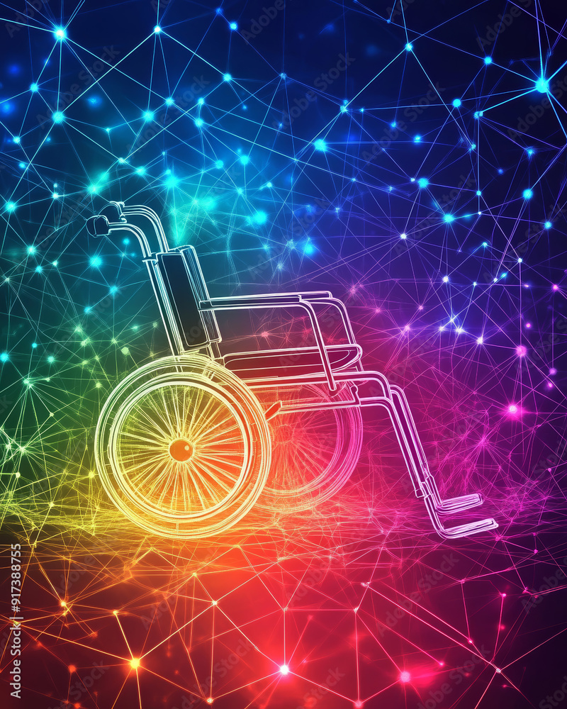Colorful abstract background with wheelchair accessibility icon ...