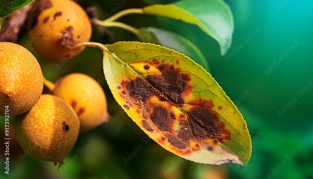 Foto de the rust spots on fruit trees are caused by fungus yellow rust ...