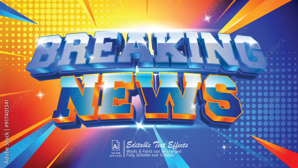 Breaking news style editable text effects. vector eps files. Stock ...