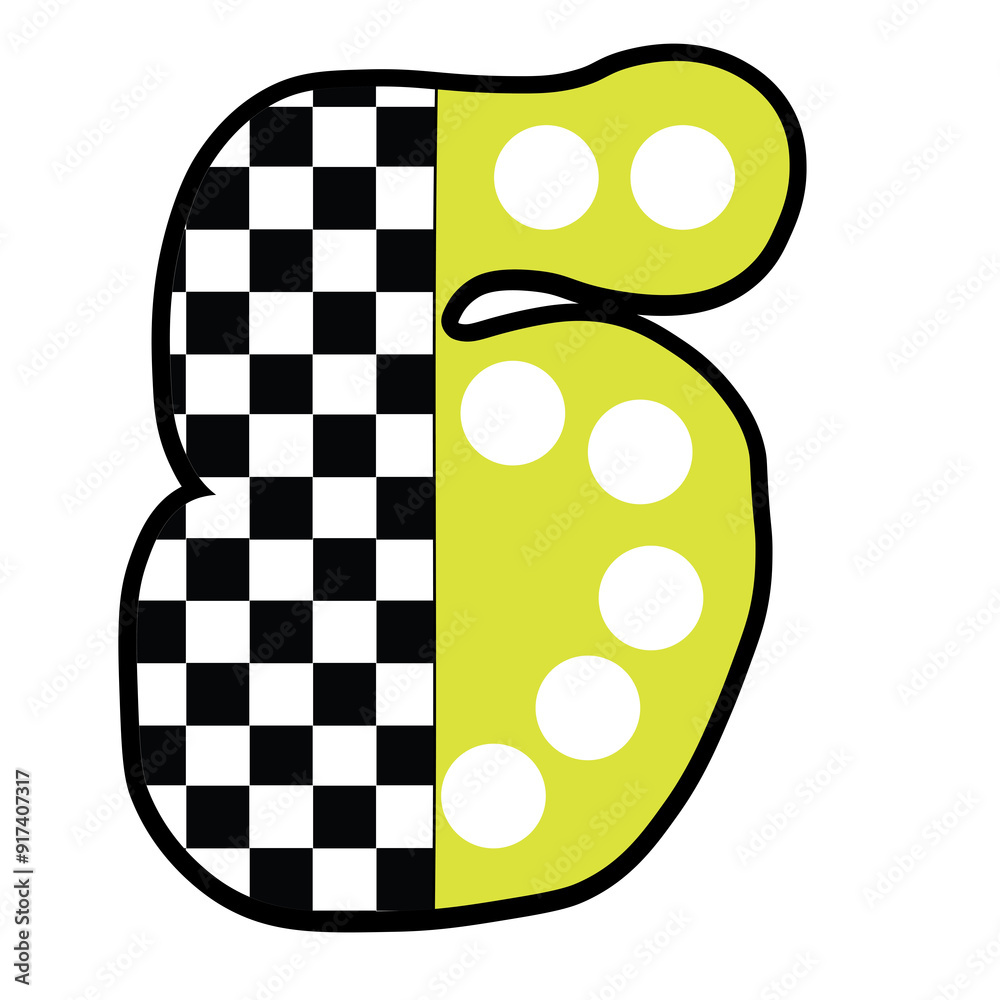 doodle bright polka dots dotted alphabet font half race checkered svg ...