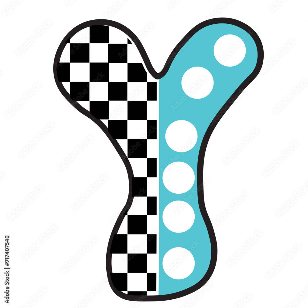 doodle bright polka dots dotted alphabet font half race checkered svg ...