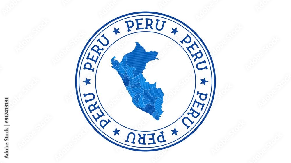 Peru intro. Badge with the circular name and map of country. Peru round ...