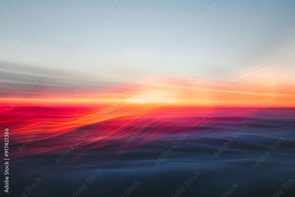 Abstract sunrise, blending warm and cool tones, dynamic and flowing ...