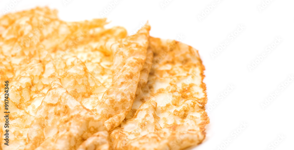 Crepe background texture isolated on white background, border food ...