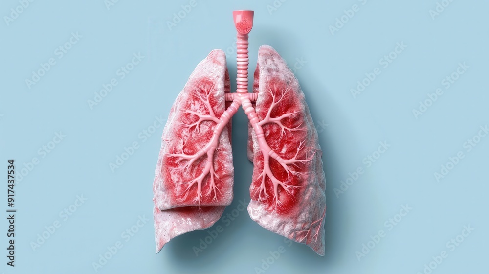 Anatomical illustration of human lung structure showcasing the ...