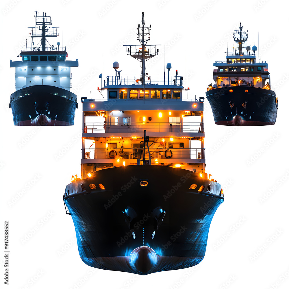 nighttime port navigation light sequence isolated on white background ...