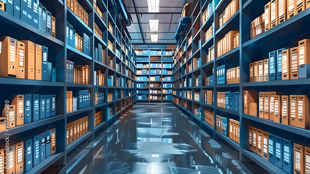 paper documents stacked in archive. folders with documents on the ...