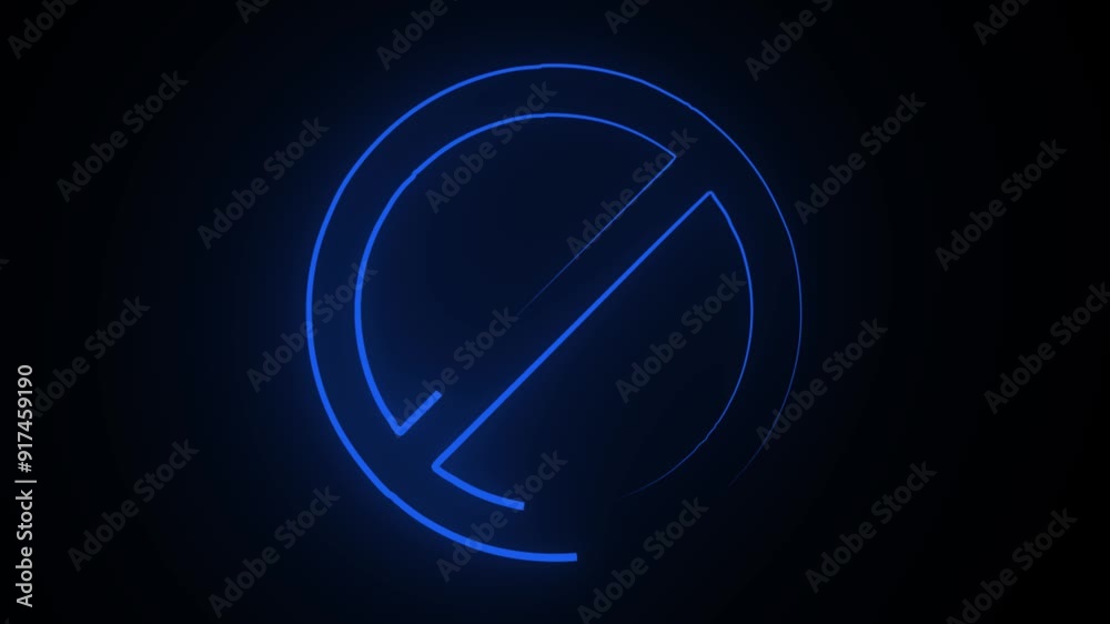 Blue neon icon ,Neon line not walking icon animation. Glowing no entry ...